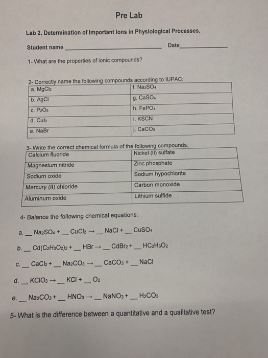 Solved Pre Lab Lab 4. Acids, Bases and Buffers solutions. | Chegg.com