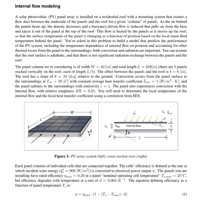 Internal flow modeling A solar photovoltaic (PV) | Chegg.com