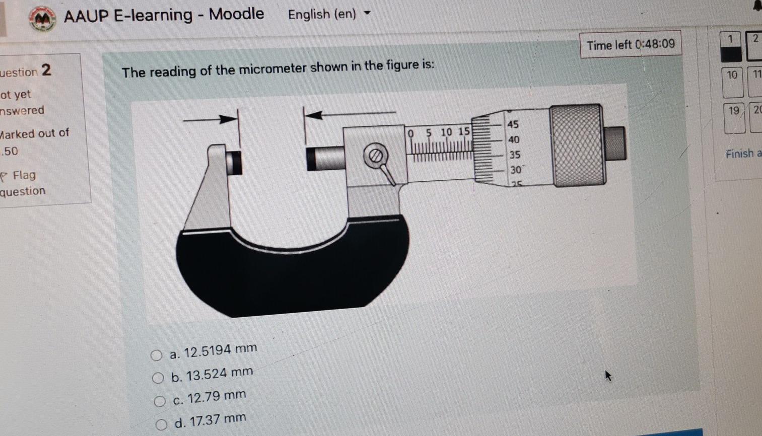 Solved AAUP E-learning - Moodle English (en) 1 2 Time left | Chegg.com