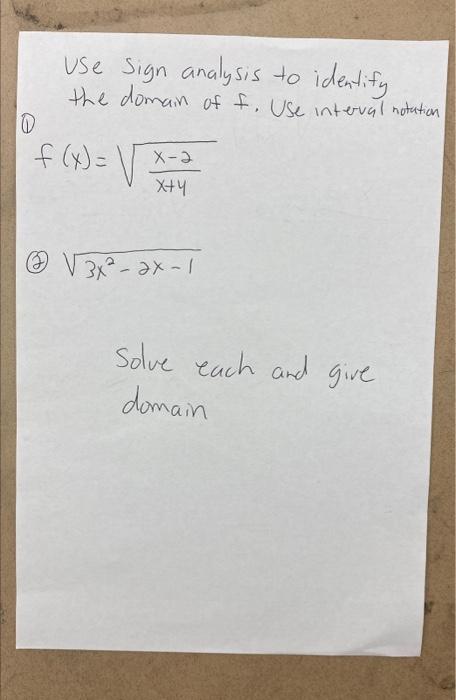 Solved Use sign analysis to identify the domain of f. Use | Chegg.com
