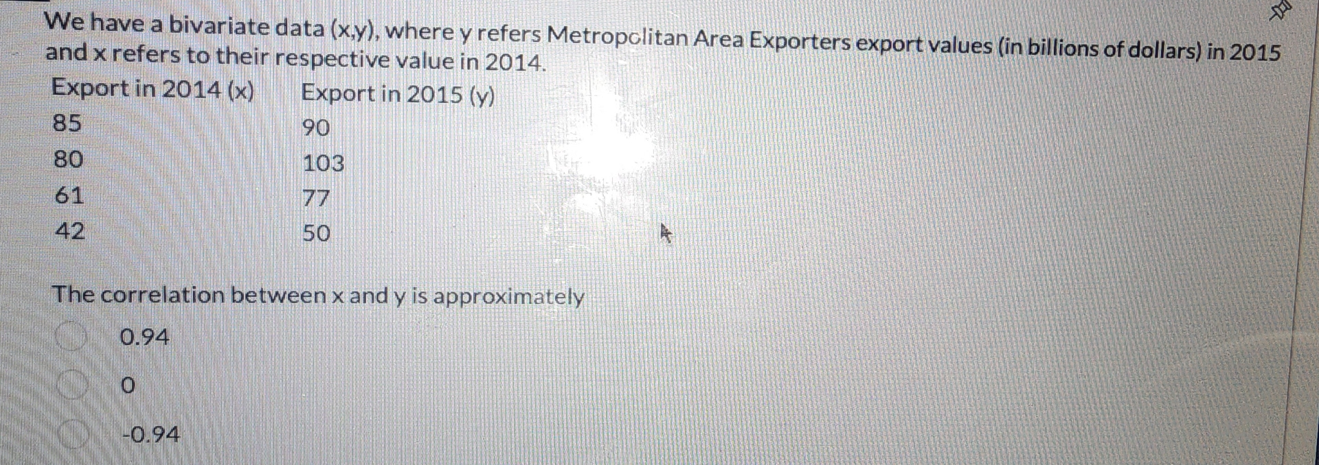 Solved We have a bivariate data ( x,y ), ﻿where y refers | Chegg.com