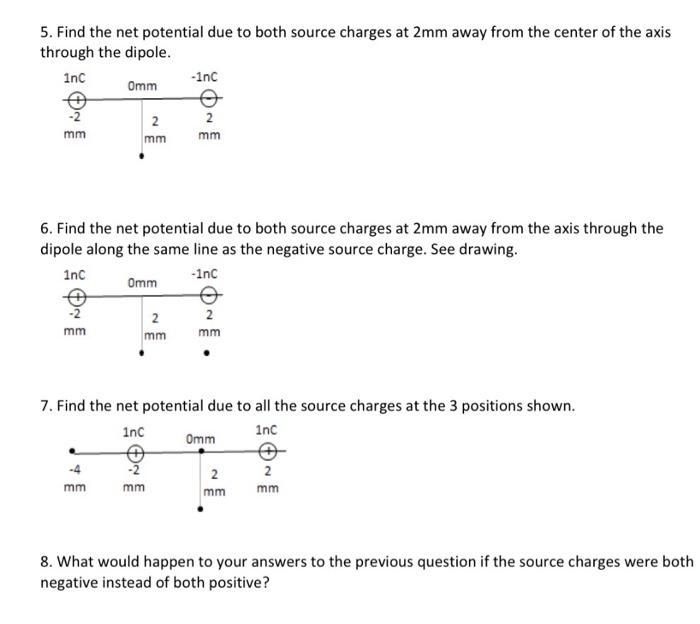 Solved 5. Find the net potential due to both source charges | Chegg.com