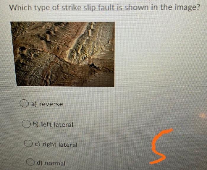 Solved Which type of strike slip fault is shown in the | Chegg.com