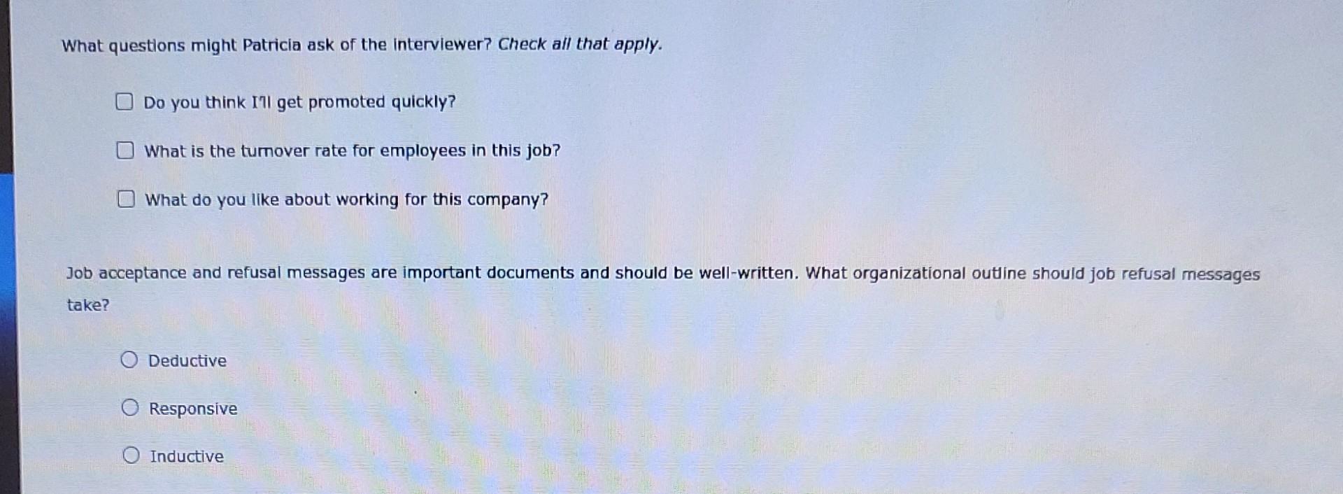 Solved Chapter 14: Aplia Assignment A successful interview | Chegg.com