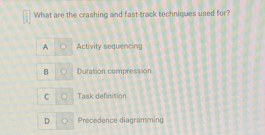 Solved What are the crashing and fast-track techniques used | Chegg.com
