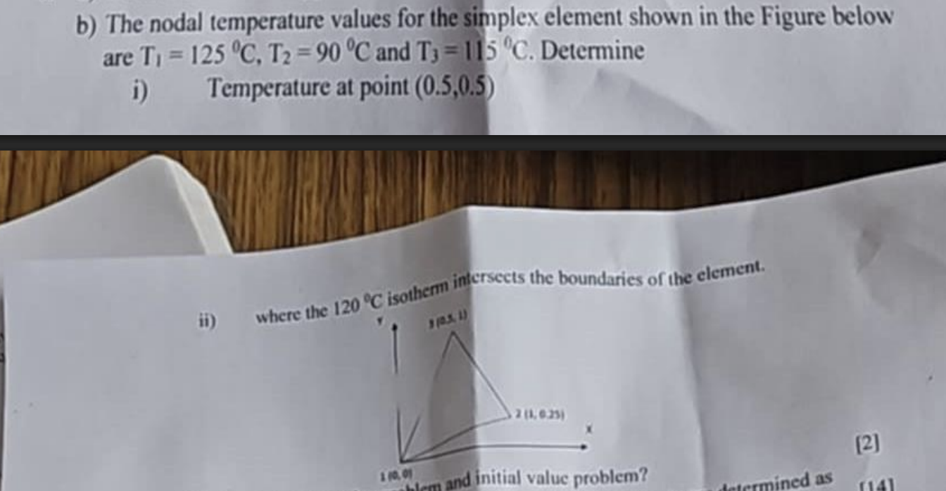 Solved b) ﻿The nodal temperature values for the simplex | Chegg.com