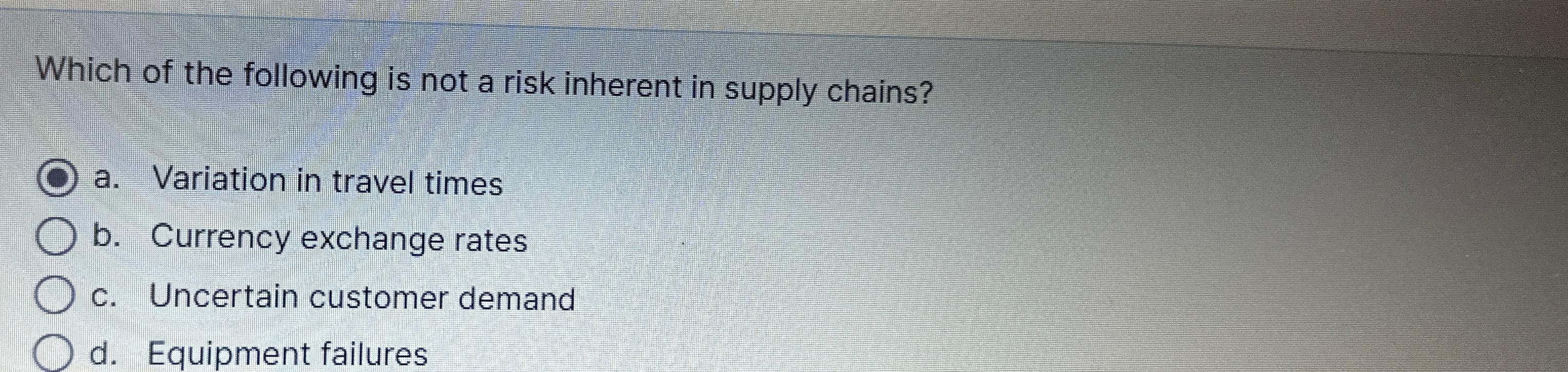 Solved Which of the following is not a risk inherent in | Chegg.com