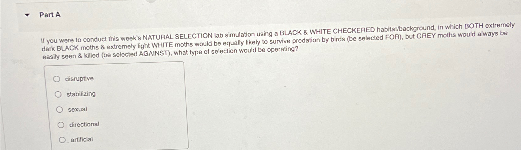 Solved Part AIf you were to conduct this week's NATURAL | Chegg.com