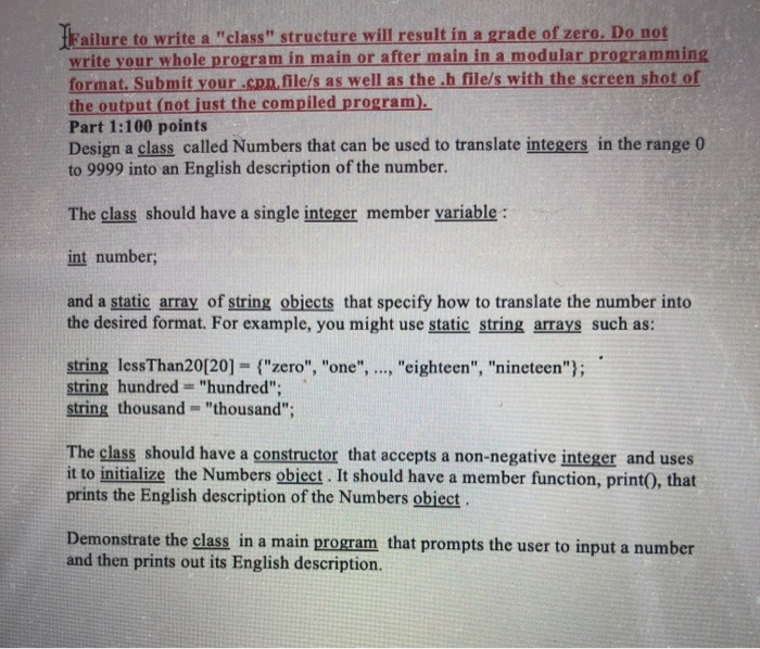 Solved Failure to write a "class" structure will result in a | Chegg.com