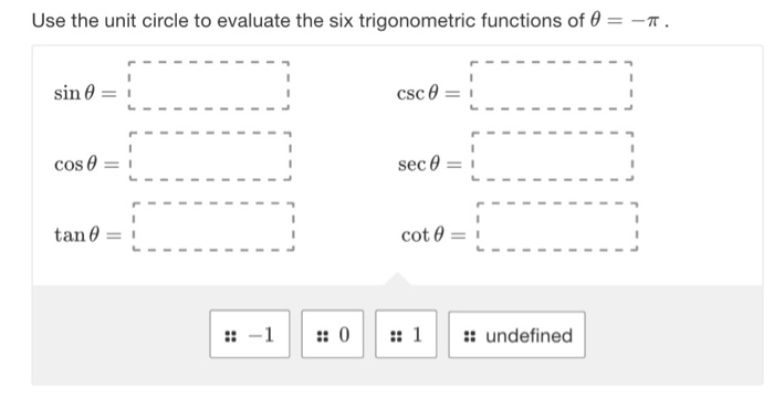 Solved Use the unit circle to evaluate the six trigonometric | Chegg.com