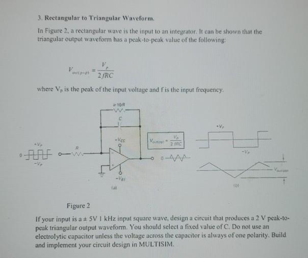 Solved 3. Rectangular to Triangular Waveform. In Figure 2. a | Chegg.com