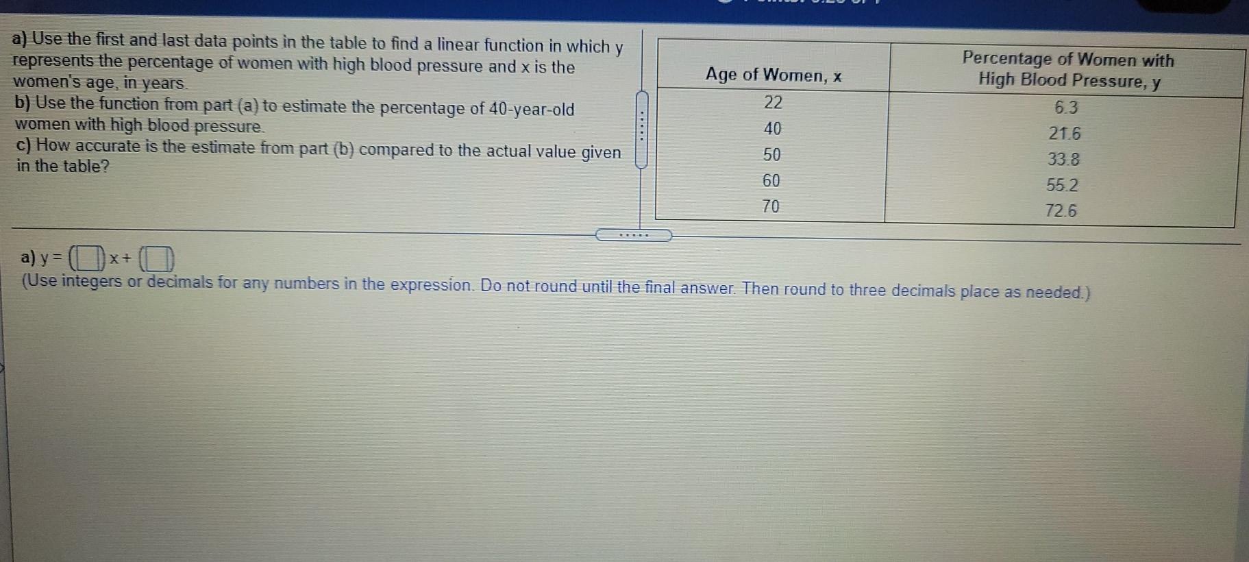 Solved a) Use the first and last data points in the table to | Chegg.com