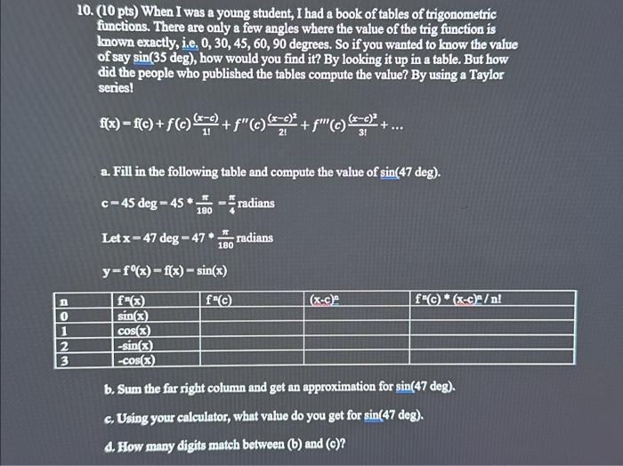 Solved 10. (10 pts) When I was a young student, I had a book | Chegg.com