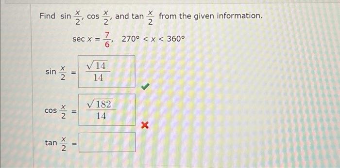 Solved Find sin sin 22 COS X 2 tan nă sec x = ||| cos = 2 7 | Chegg.com