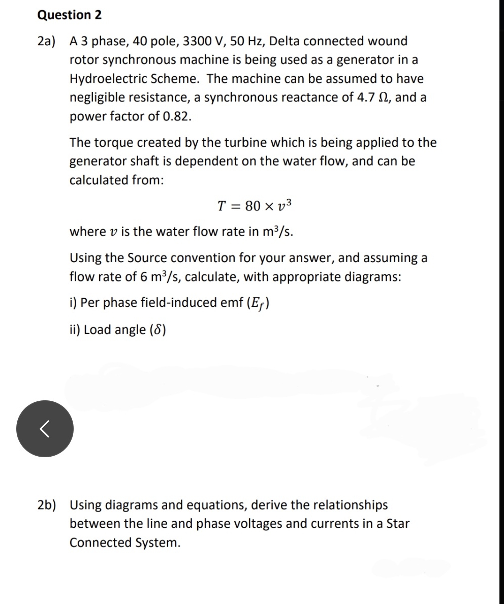 Solved Question 22a) ﻿A 3 ﻿phase, 40 ﻿pole, 3300V,50Hz, | Chegg.com