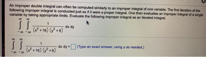 Solved An improper double integral can often be computed | Chegg.com