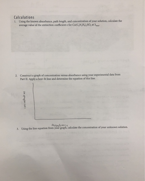 1. using the known absorbance, path length and | Chegg.com