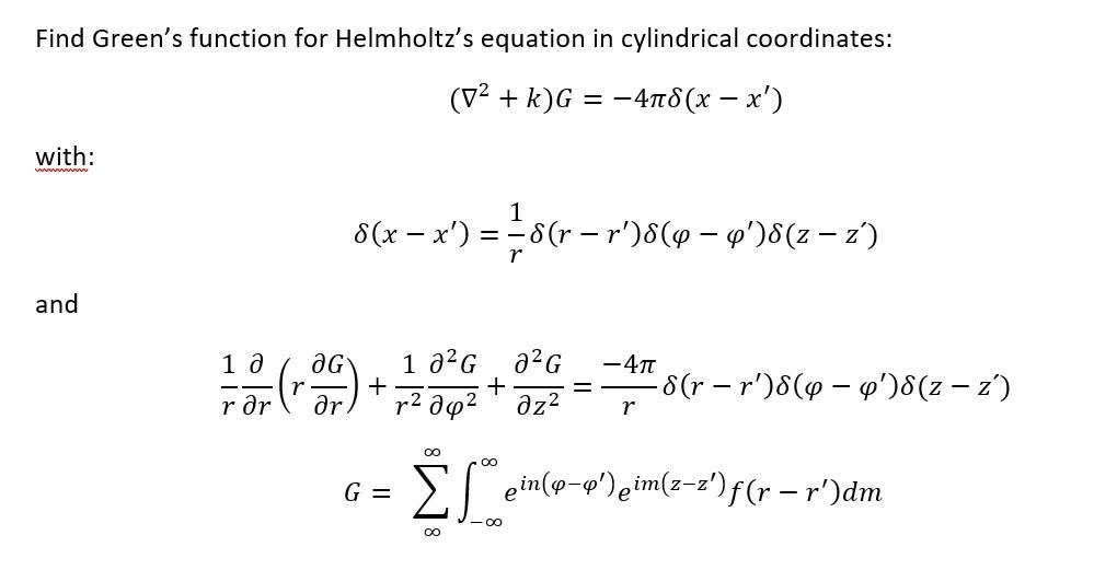 Solved Find Green's function for Helmholtz's equation in | Chegg.com