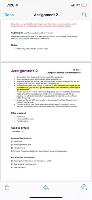 Introduction Assignment 2 CS1027 Provided files - | Chegg.com