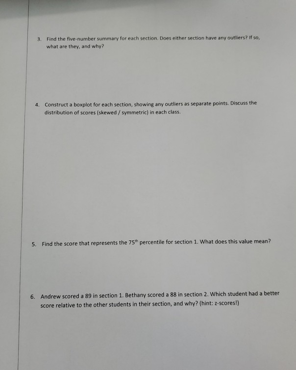 Solved NAME WEEK 2 The following data represents the scores | Chegg.com
