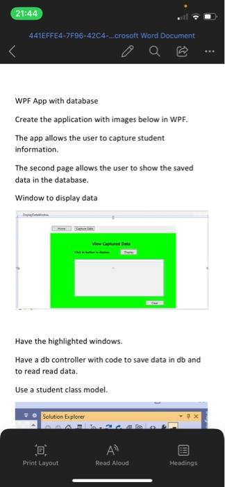 WDF App with database Create the application with | Chegg.com