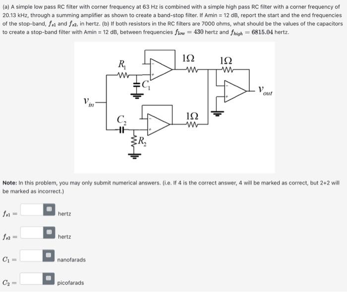 Solved (a) A simple low pass RC filter with corner frequency | Chegg.com
