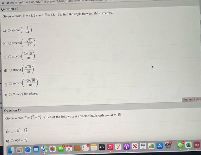 Solved Given vectors u= 1,2 and v= 3,−3 ; find the angle | Chegg.com