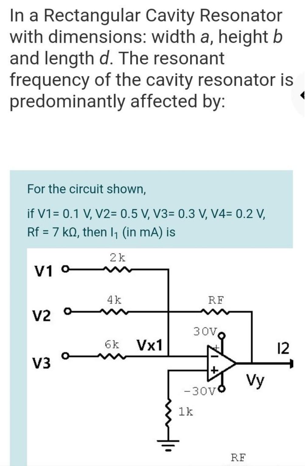 Solved In a Rectangular Cavity Resonator with dimensions: | Chegg.com