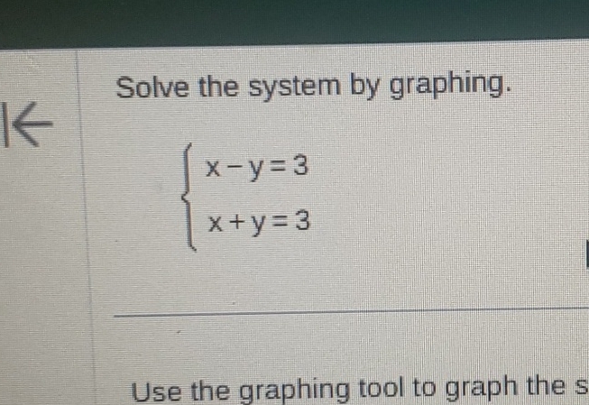 Solved Solve the system by graphing.x-y=3x+y=3Use the | Chegg.com