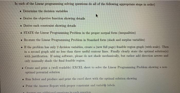 Solved In each of the Linear programming solving questions | Chegg.com