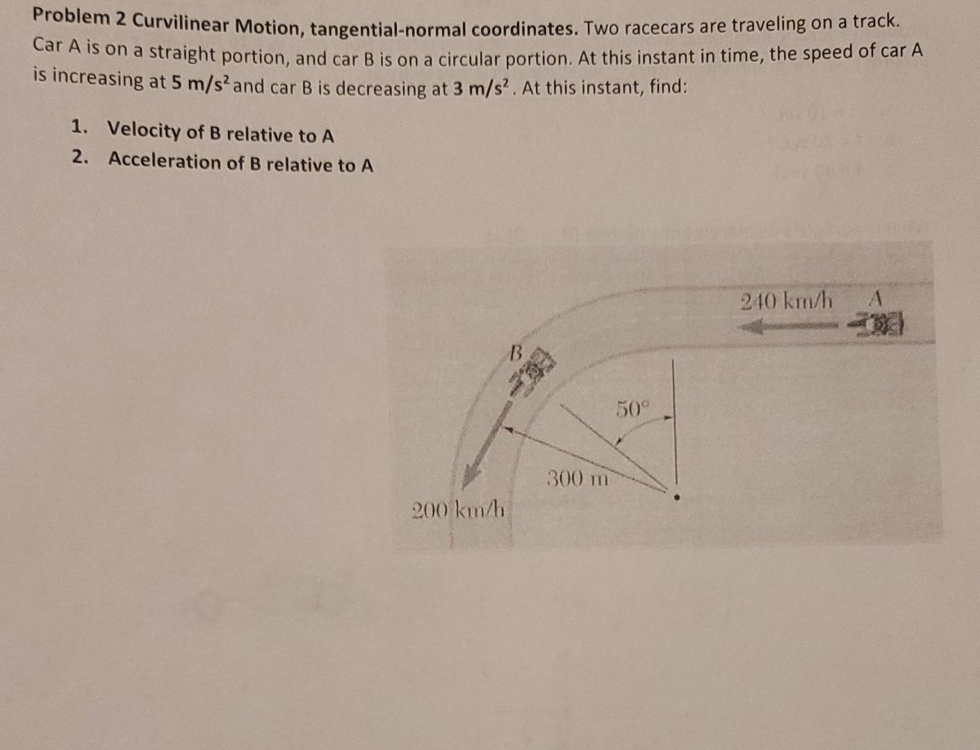 Solved Problem 2 Curvilinear Motion, tangential-normal | Chegg.com