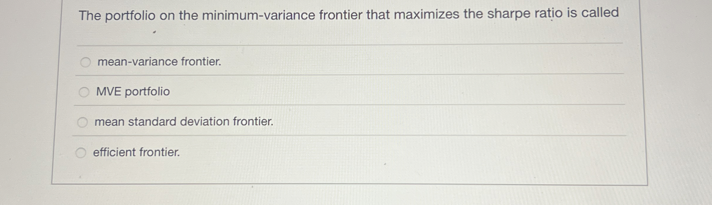 Solved The portfolio on the minimum-variance frontier that | Chegg.com