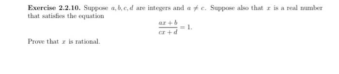 Solved Exercise 2.2.10. Suppose a,b,c,d are integers and | Chegg.com