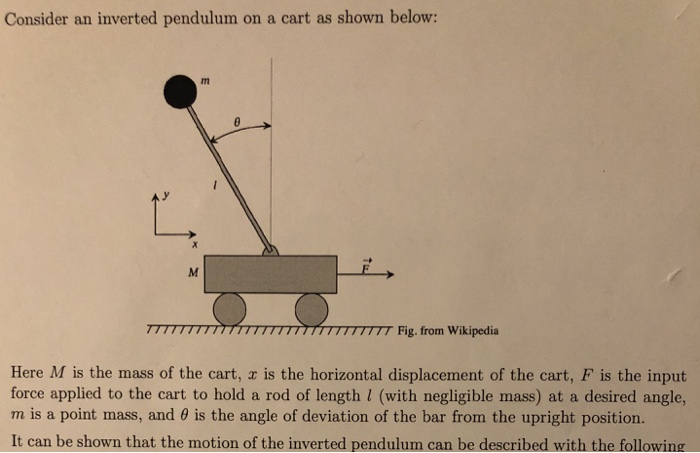 Consider an inverted pendulum on a cart as shown | Chegg.com