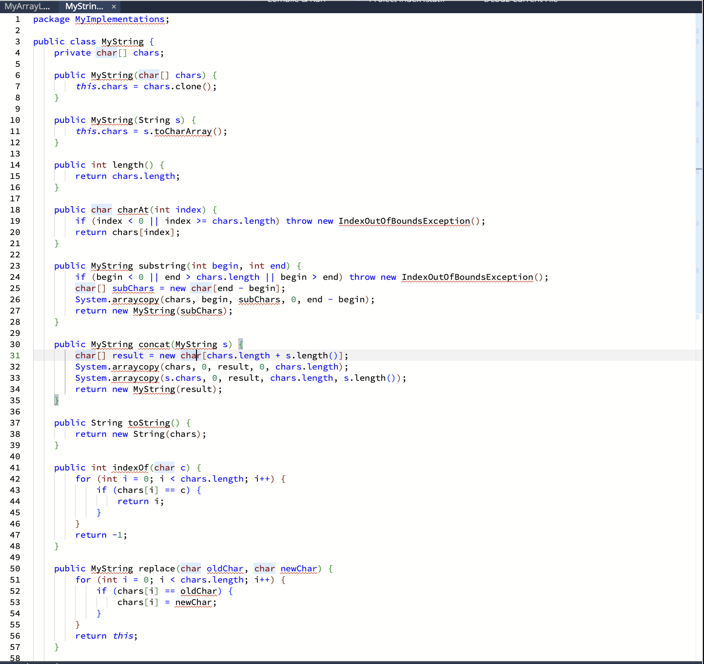 Solved MyArrayL...MyStrin...package MyImplementations;public | Chegg.com
