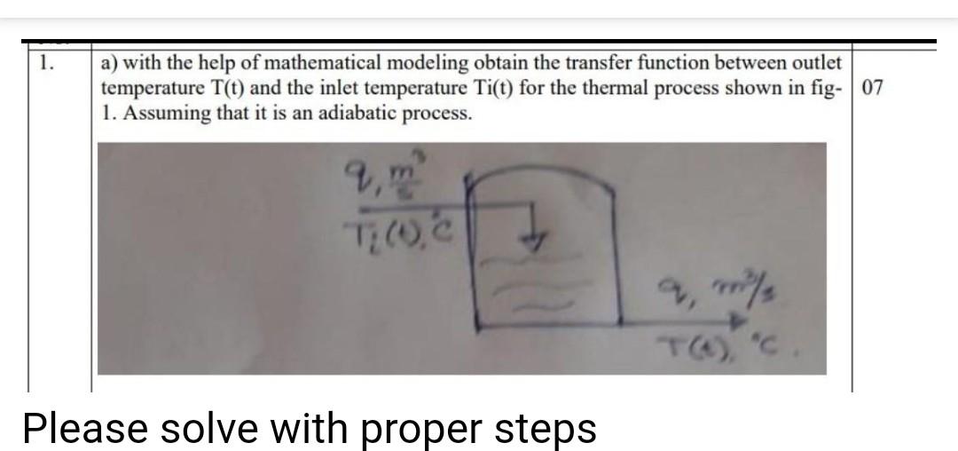 Solved 1. a) with the help of mathematical modeling obtain | Chegg.com Solved 1. a) with the help of mathematical modeling obtain | Chegg.com