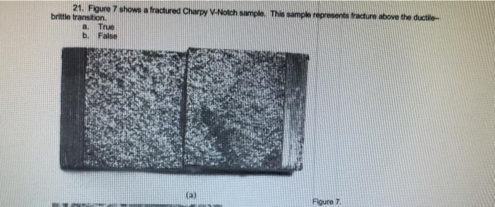 Solved 21. Figure 7 shows a fractured Charpy V-Notch sample. | Chegg.com