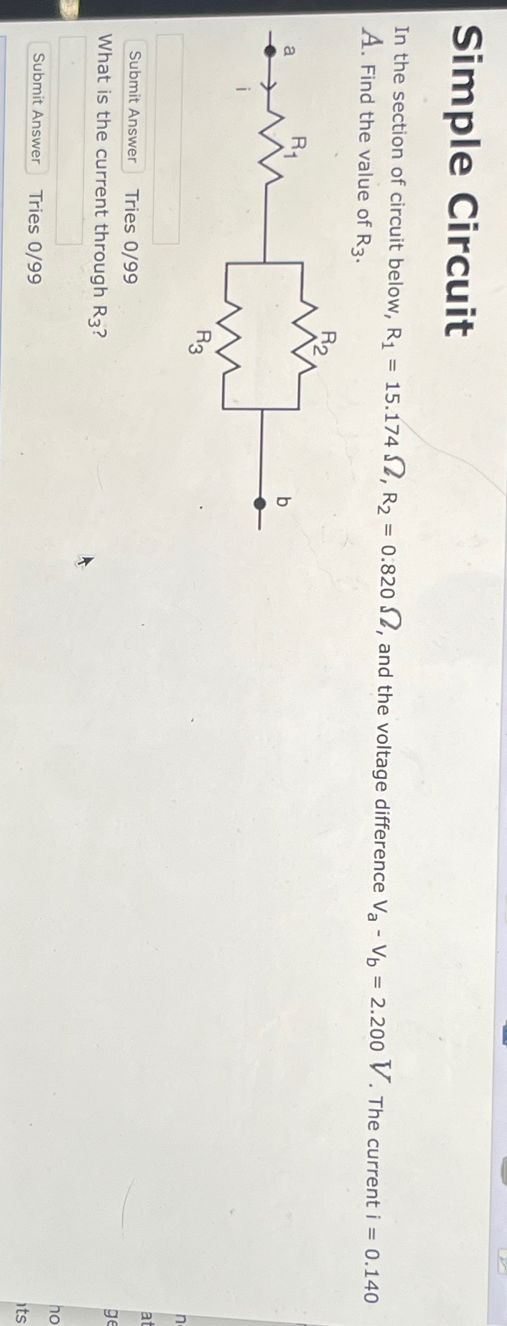 Solved Simple CircuitIn the section of circuit below, | Chegg.com