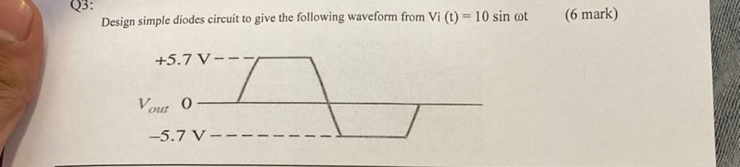 Solved Design simple diodes circuit to give the following | Chegg.com