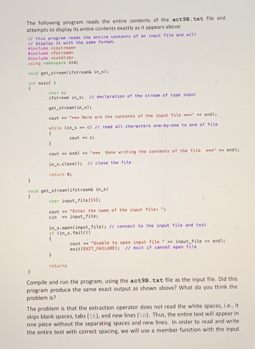 Solved 2. Member Functions get, put, fail, and eof Create a | Chegg.com