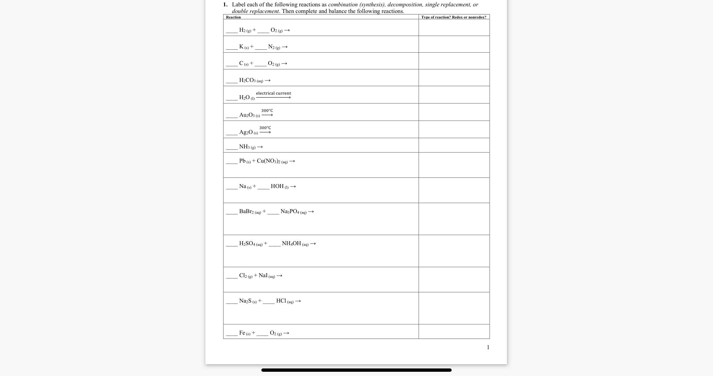 Solved Label each of the following reactions as combination | Chegg.com