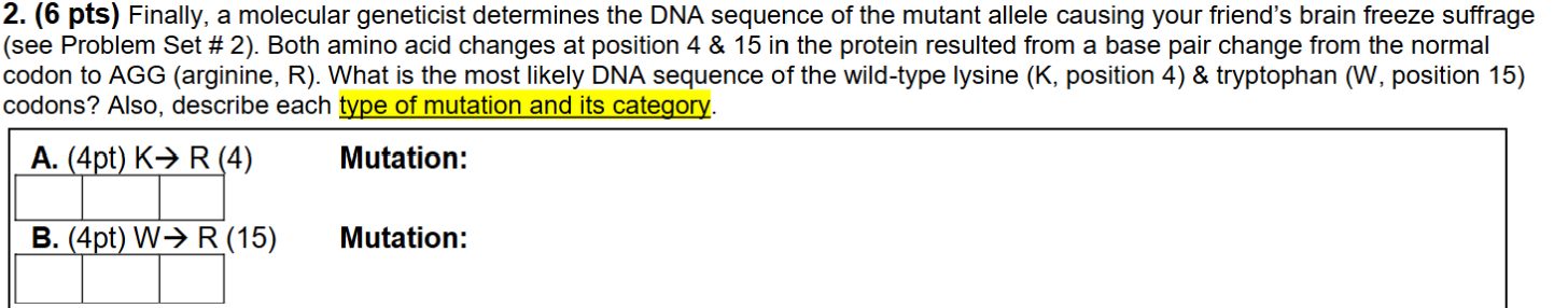 Solved 2. (6 ﻿pts) ﻿Finally, a molecular geneticist | Chegg.com