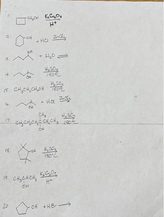 Solved Reactions of Alcohols, Phenols +Thiols Draw the | Chegg.com