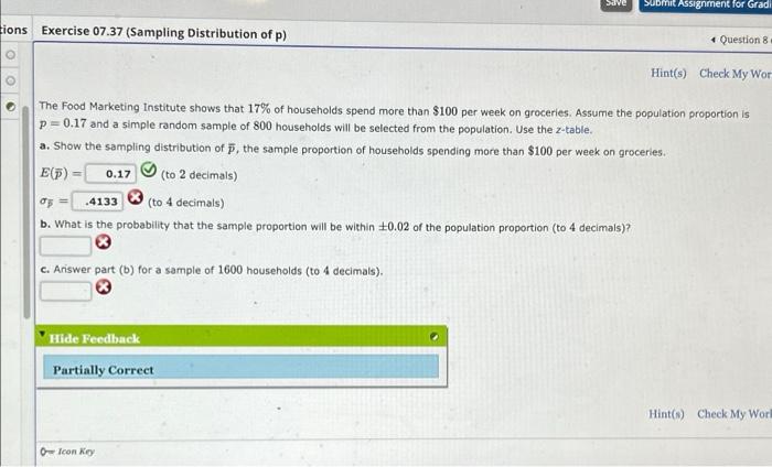 Solved tions Exercise 07.37 (Sampling Distribution of p) Op | Chegg.com