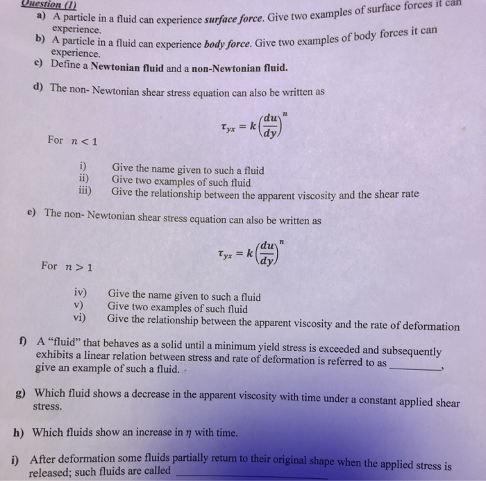 Solved nce surface force. Give two examples of surface | Chegg.com