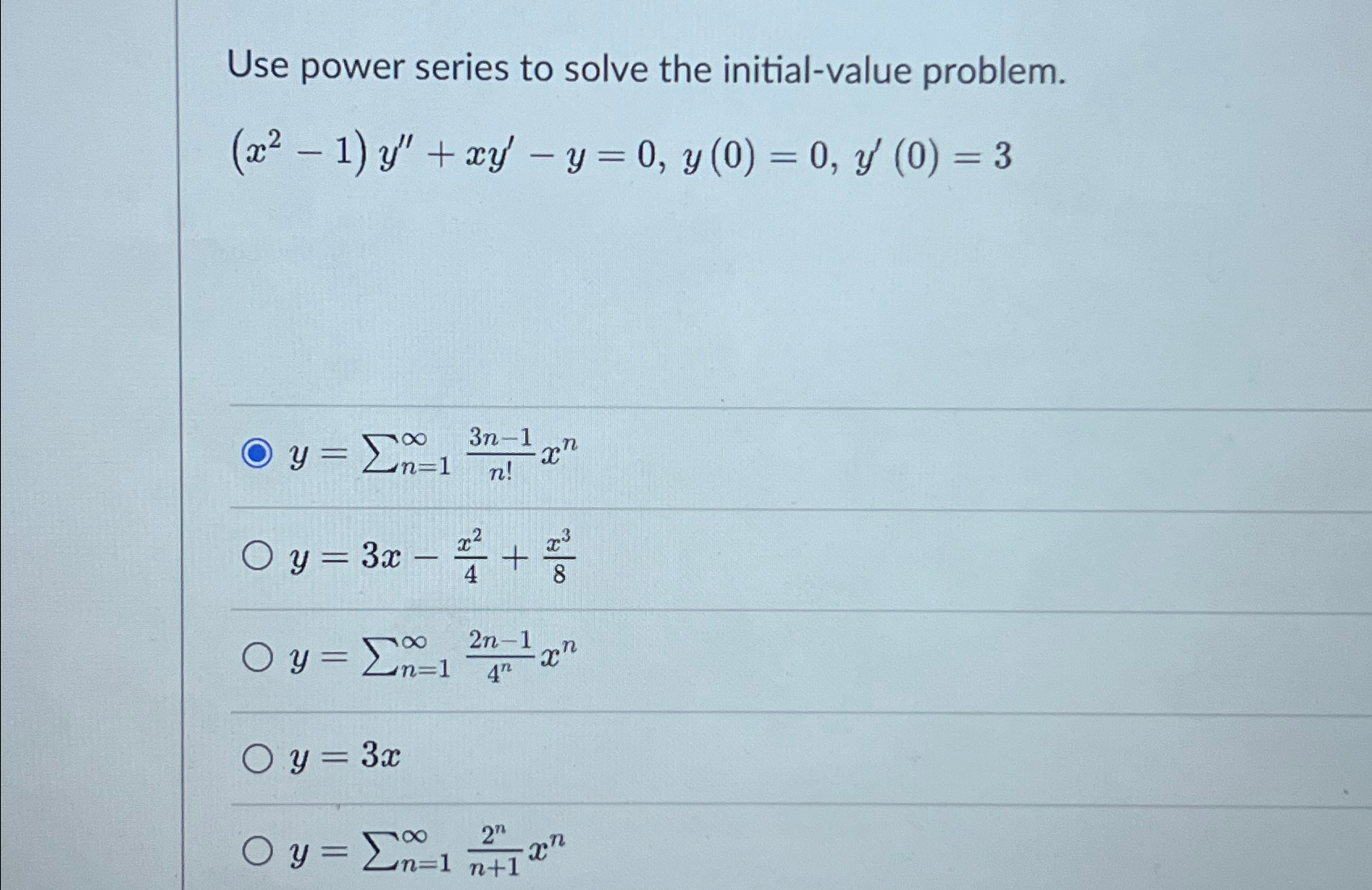 Solved Use power series to solve the initial-value | Chegg.com