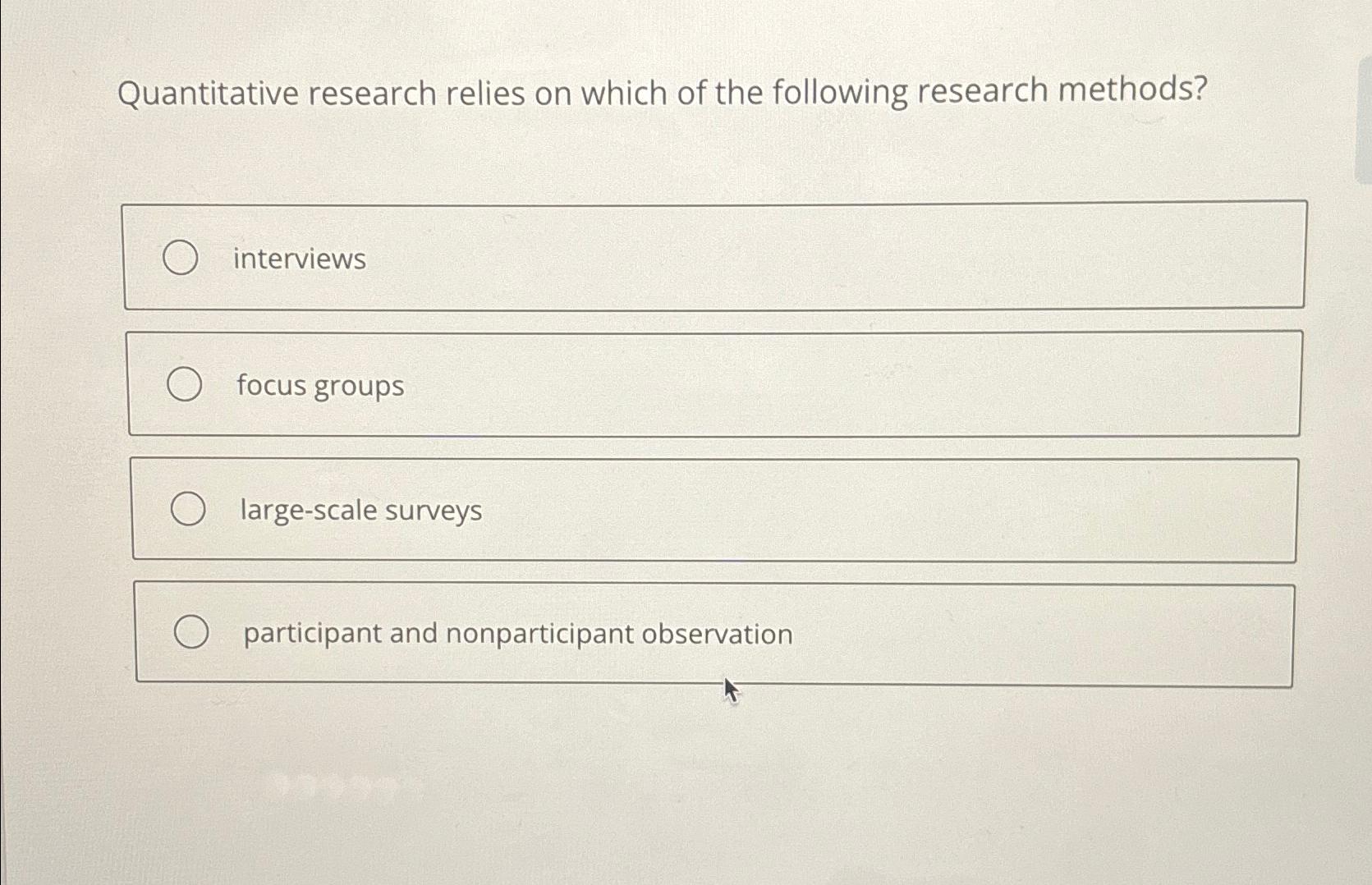 Solved Quantitative research relies on which of the | Chegg.com