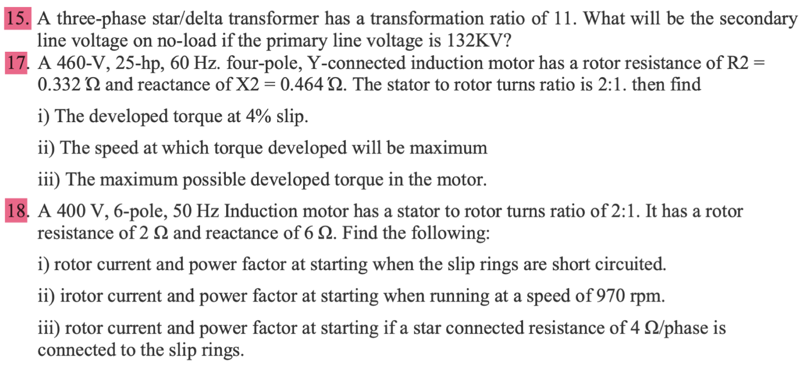 Solved A three-phase star/delta transformer has a | Chegg.com
