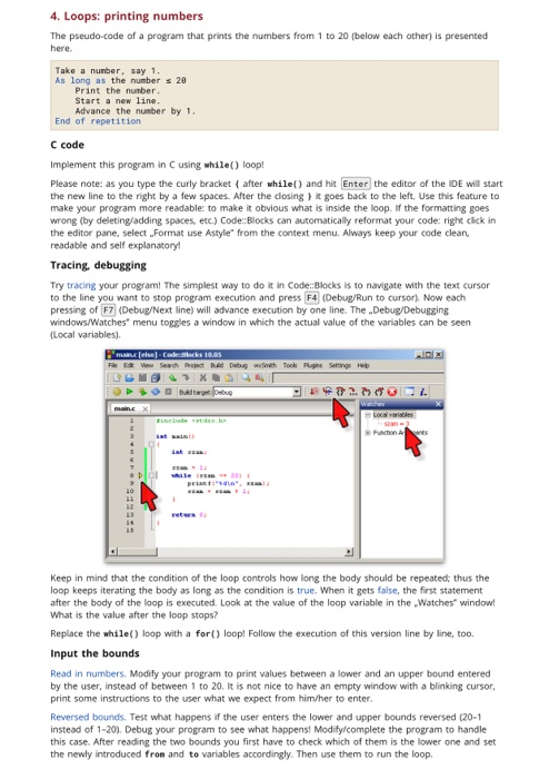 Solved 4. Loops: printing numbers The pseudo-code of a | Chegg.com