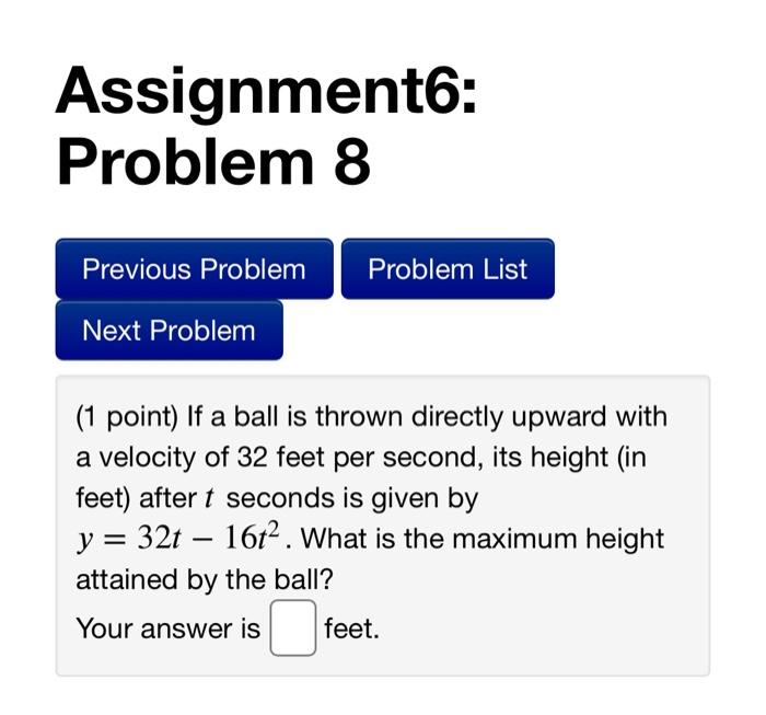 Solved Assignment: Problem 8 Previous Problem Problem List | Chegg.com